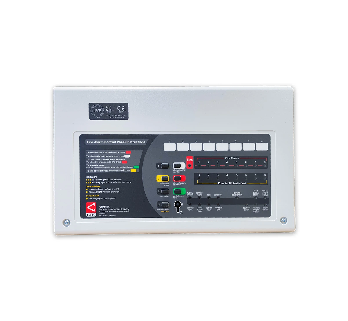 C-TEC CFP Conventional Fire Alarm Panel - CFP702-4, CFP704-4, CFP708-4