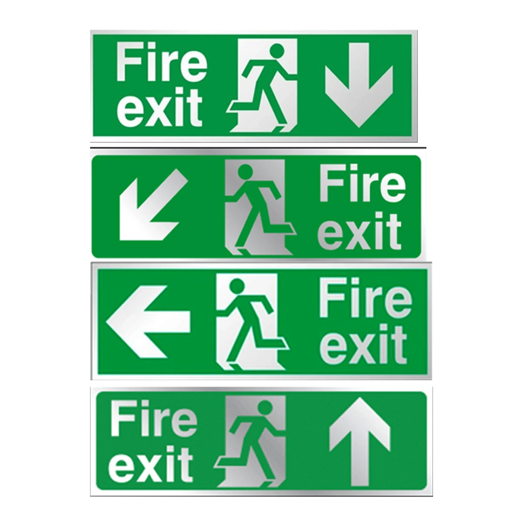 Prestige Directional Fire Exit Sign | Brushed Finish Safety Sign